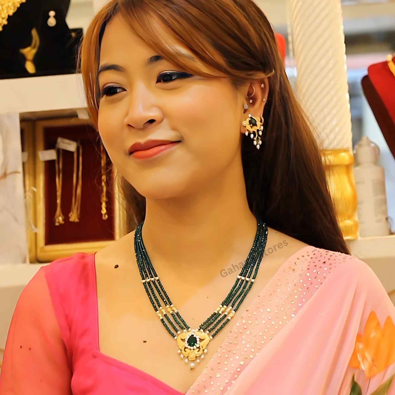 Gahana Stores | Green Crystal Har Set